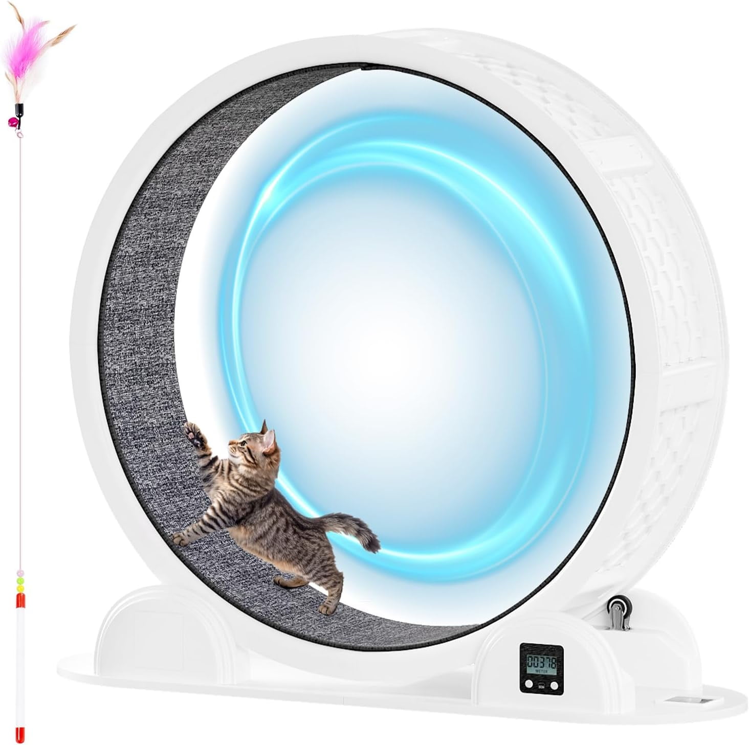 LotFun 41” Cat Exercise Wheel with Pedometer, Running Wheel for Indoor ...