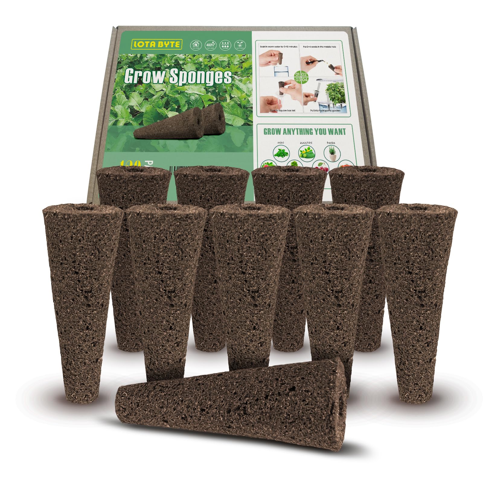 LotaByte 120 Pack Hydroponic Grow Sponges AIS1 - Compatible with ...