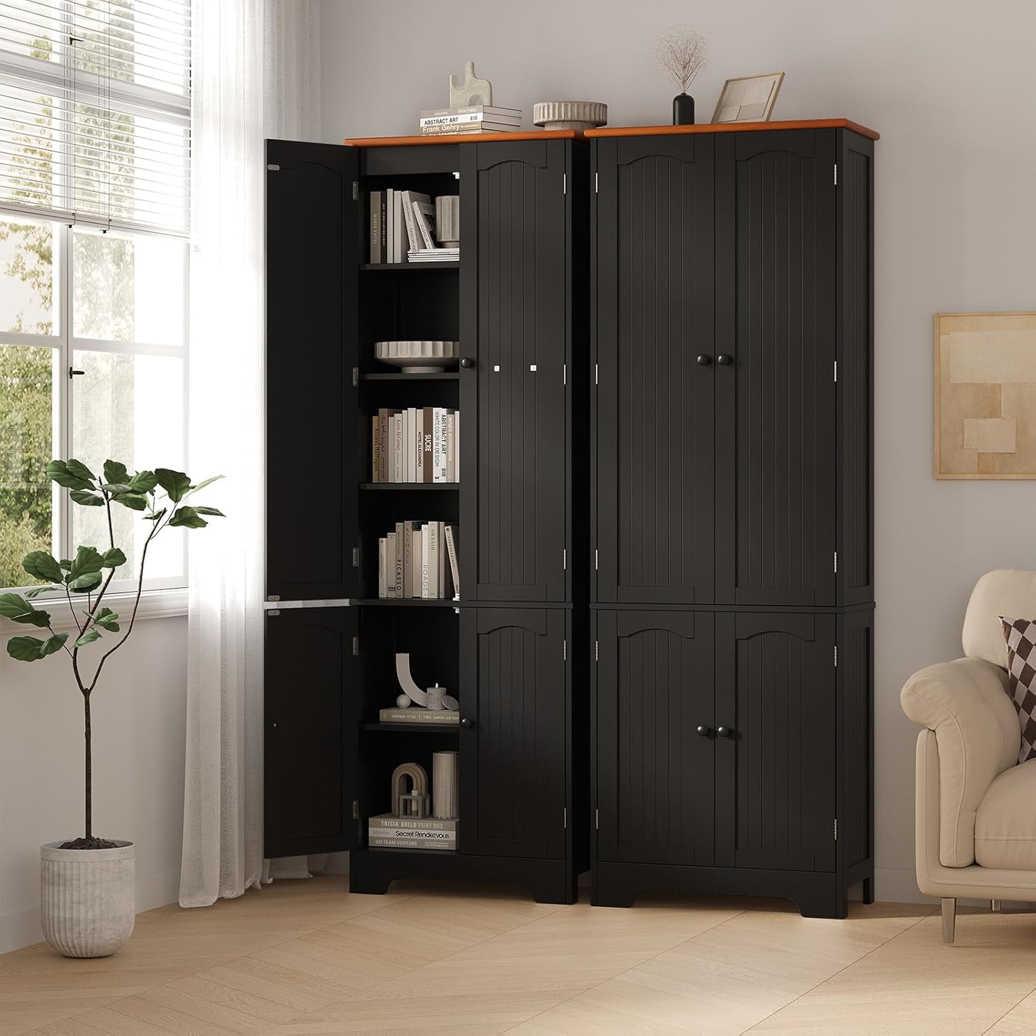 LotaTools 4 Door Pantry - 72.2'' Kitchen Cabinet with Adjustable ...