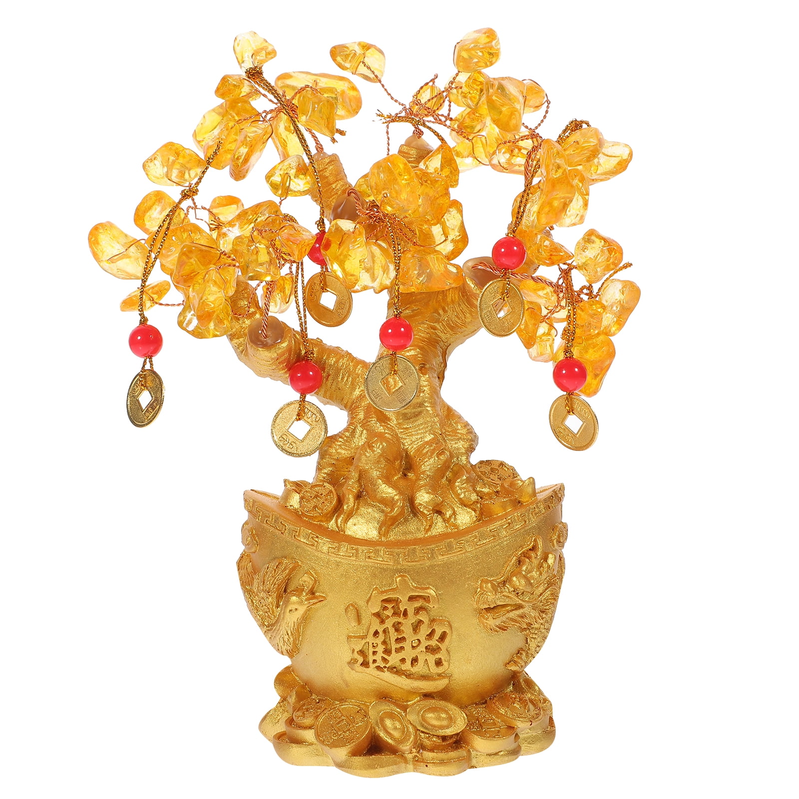 Lotatory Crystal Money Tree Bonsai Style Money Tree Decoration Luck ...