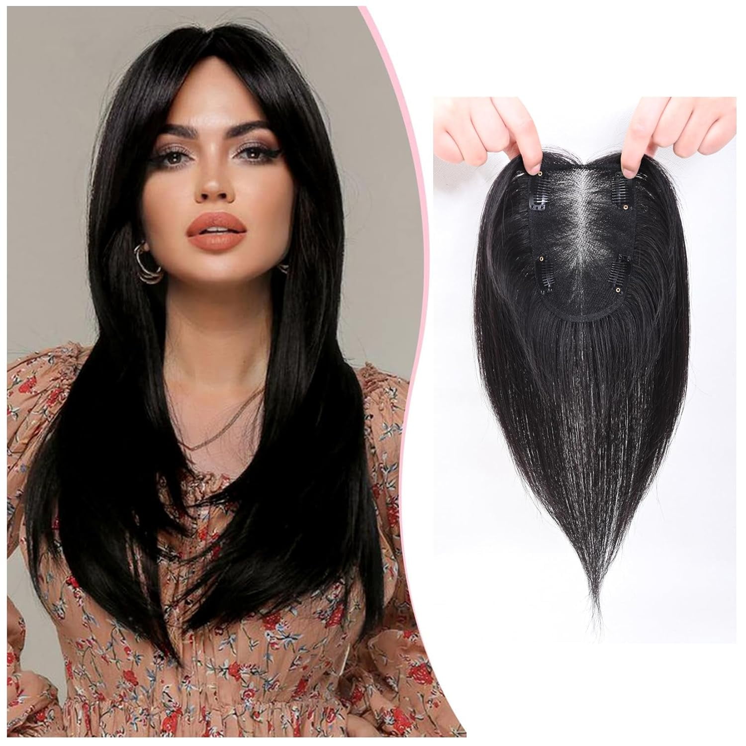 Lotfon Real Human Hair Toppers for Women with Thinning Hair Hair Loss ...