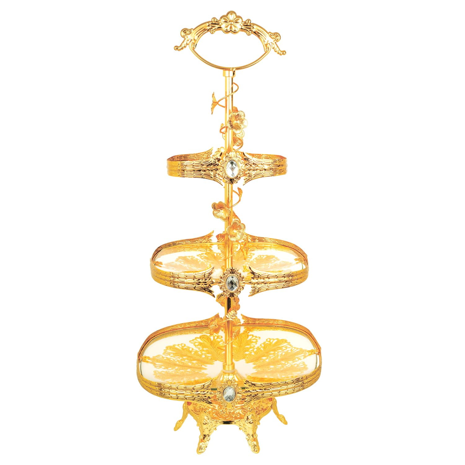 Loticy 3-Tier 24 Inches Gold Square Cake Stand Cupcake Stands Metal ...