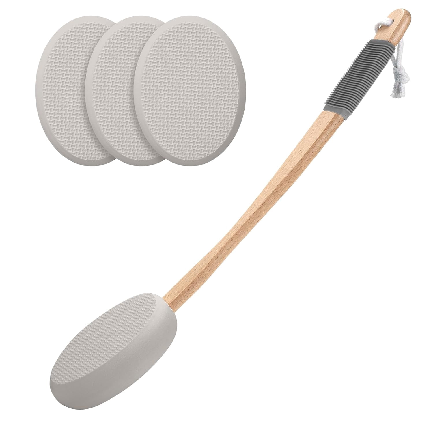 Lotion Applicator for Back, Feet, 4 Replaceable Pads with Long Handle ...