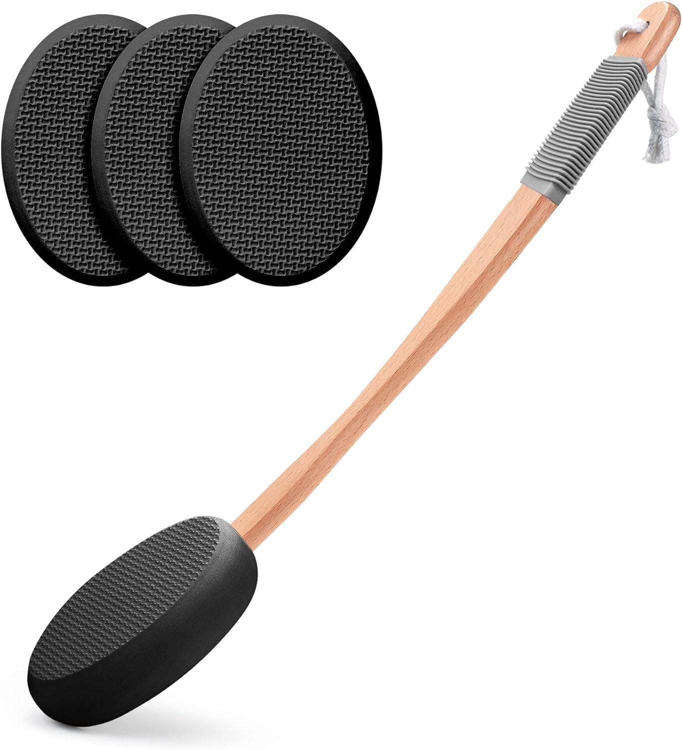 Lotion Applicator for Back, Feet, 4 Replacement Pads with 17" Curved ...