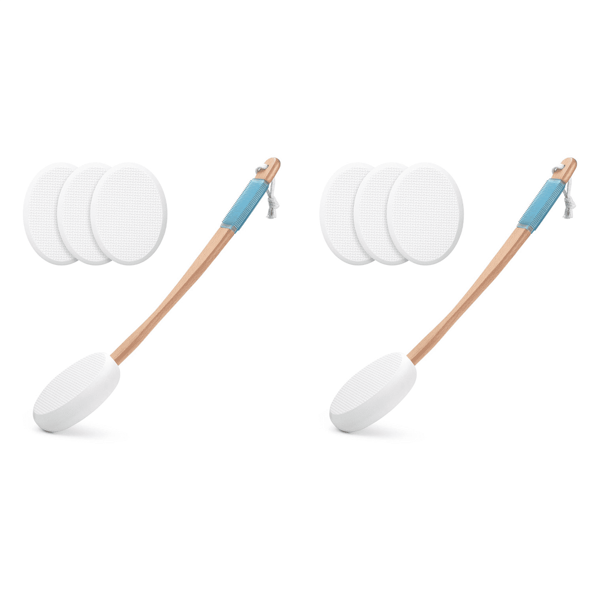 Lotion Applicator for Back, Feet, 8 Replaceable Pads, 2 Long Handle ...