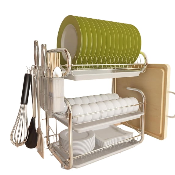 Lotpreco 3 Tiers Dish Drainer Large Kitchen Dish Storage Shelf ...