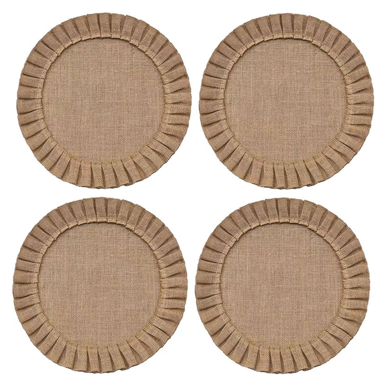 Lotpreco Rustic Round Placemats Set of 4, 15-Inch Burlap & Jute, Heat ...