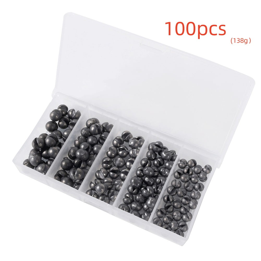 Lotpreco Fishing Weights Sinkers Kit, 100pcs Round Split Shot Sinker ...