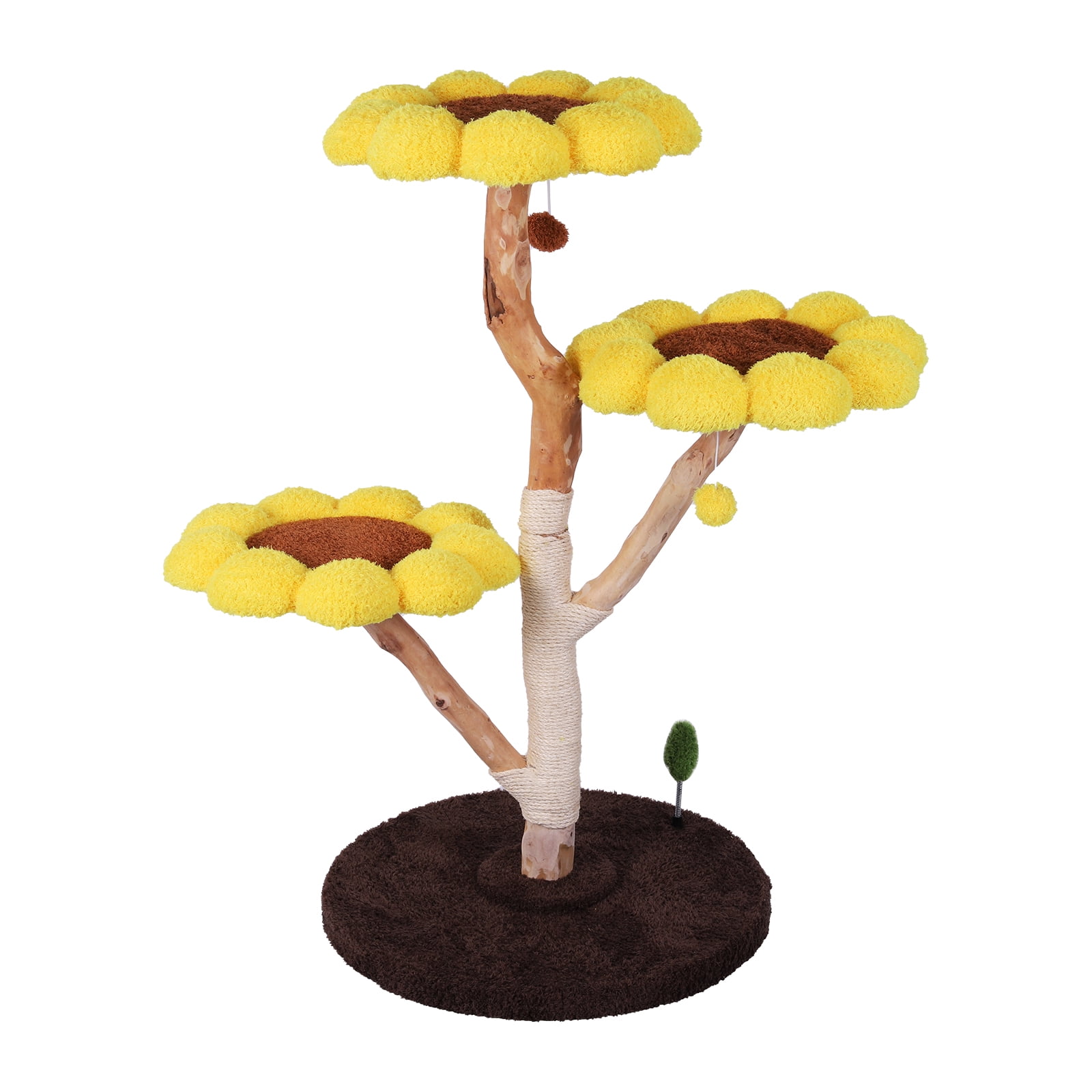 Lotpreco Sunflower Cat Tree with Scratching Post Anti-slip Climbing ...