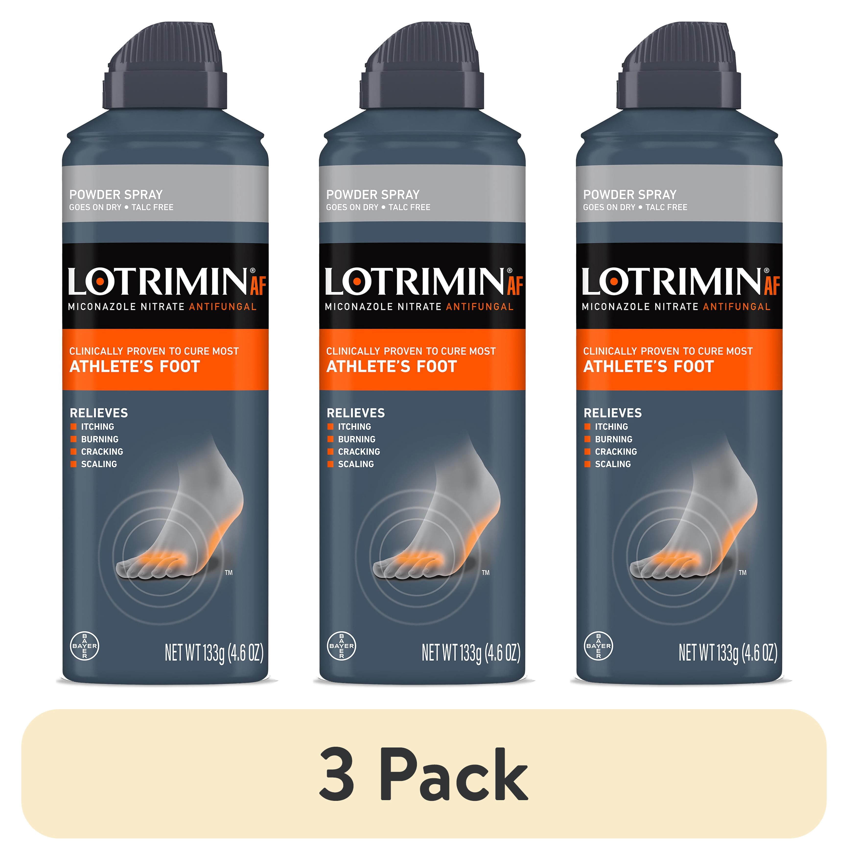 (3 pack) Lotrimin AF Miconazole Nitrate Antifungal Powder Spray, 4.6 oz ...