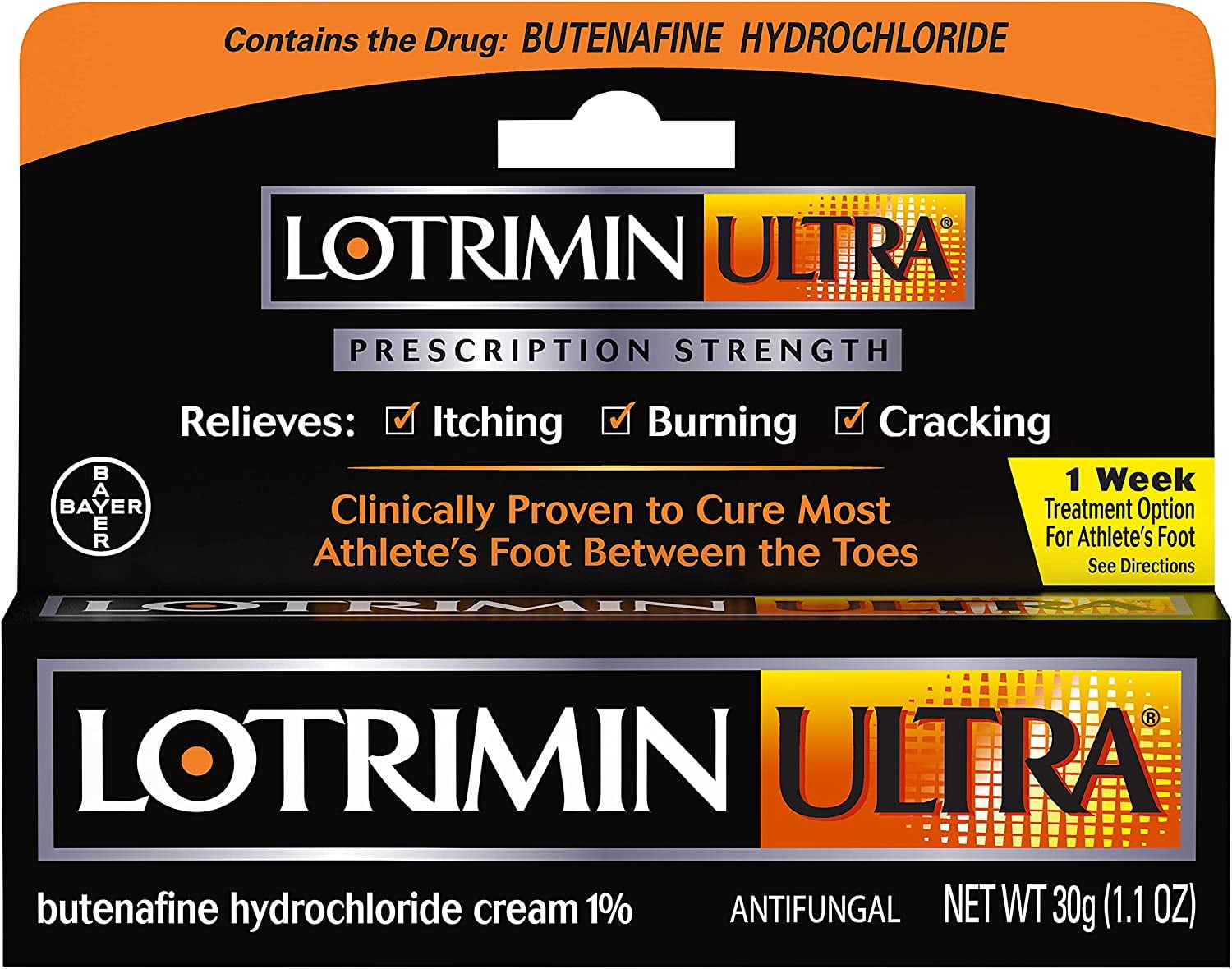 Lotrimin Ultra 1 Week Athlete's Foot Treatment, Prescription Strength ...