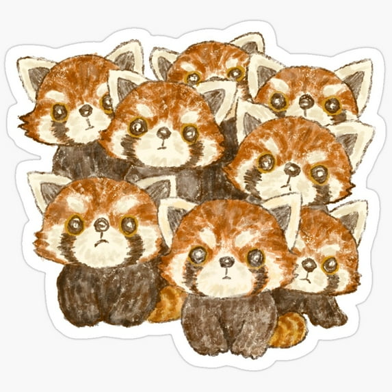 Lots Of Red Pandas Sticker Phone Decal Water Bottle Stickers Car Decals ...