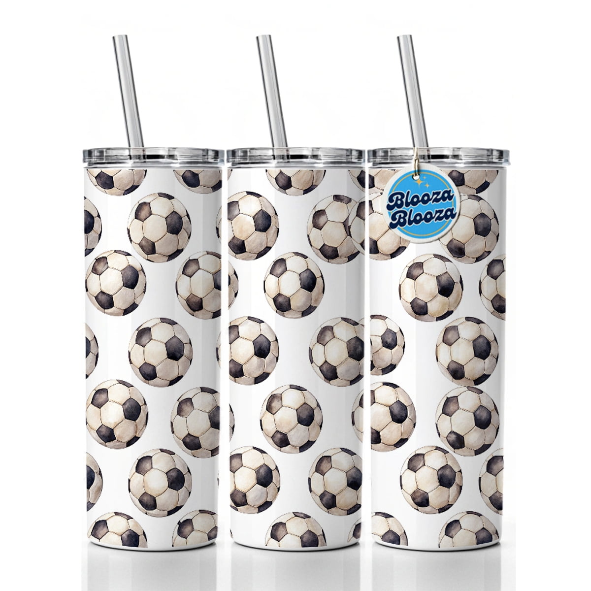Lots Of Soccer Balls Footballs 20oz Insulated Water Bottle Skinny ...