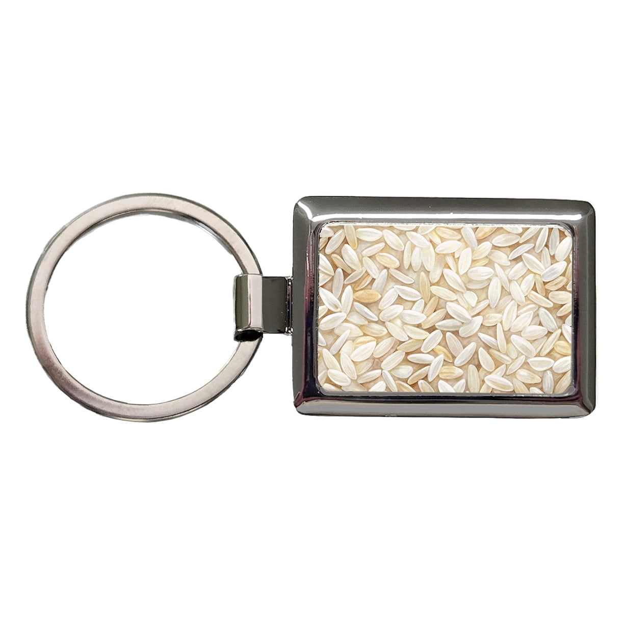 Lots Of White Rice Metal Rectangle Keychain - Walmart.com