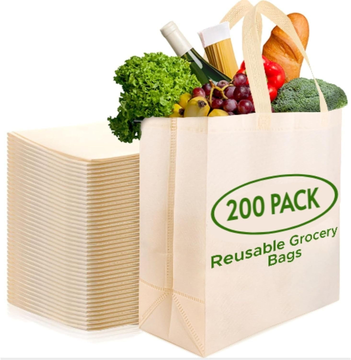 Simply Cool 200 Pack Reusable Eco-Friendly Large Grocery Shopping Bags ...