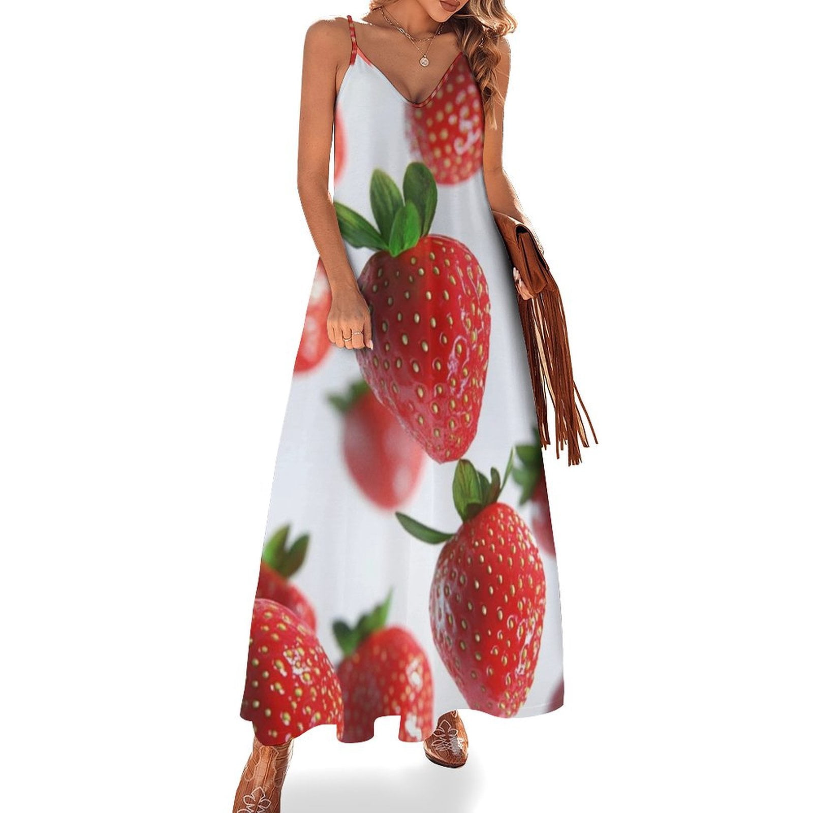 Lots of Little Strawberries Sleeveless Dress Loose Women's Dress ...