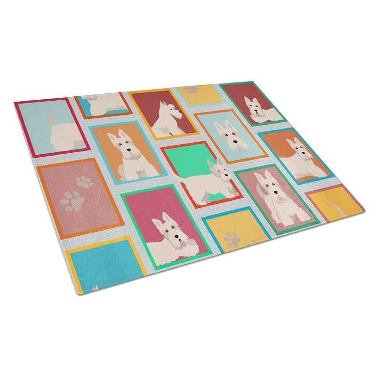 Lots of Wheaten Scottish Terrier Glass Cutting Board Large 12 in x 15 ...