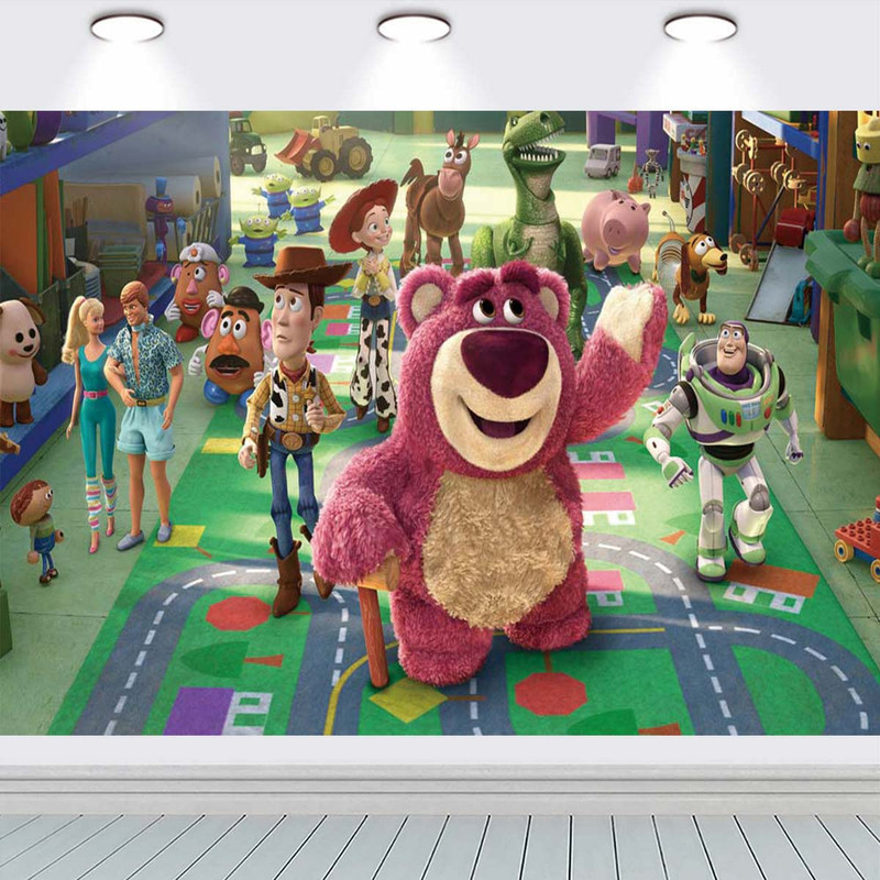 Lotso Bear Backdrop Banner Party Supplies Poster Birthday Decorations ...