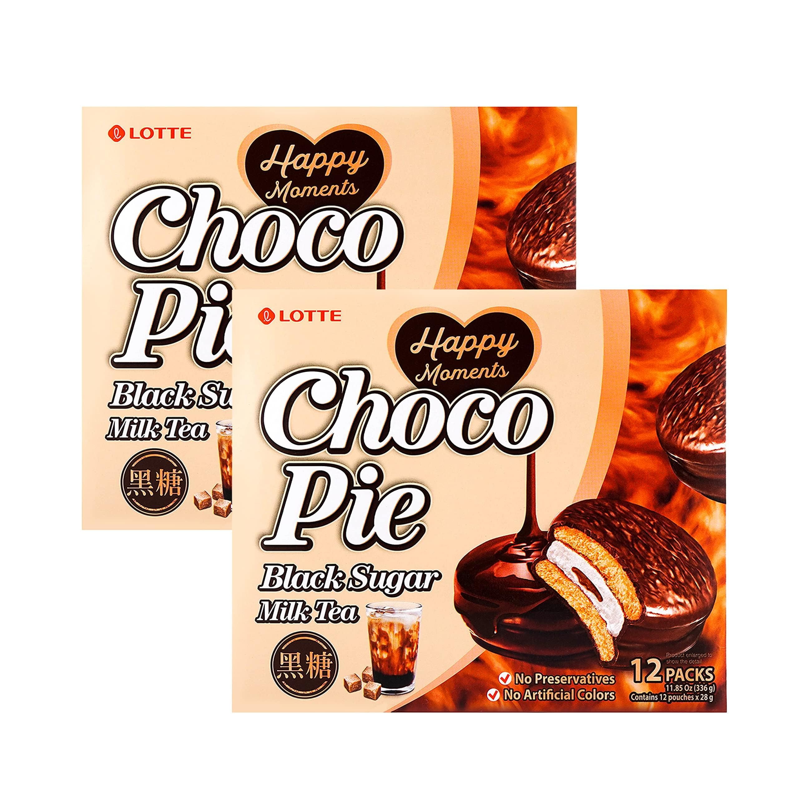 Lotte Choco Pies 2 Packs HYZ01 (Black Sugar Milk Tea Choco Pie) - Walmart.com