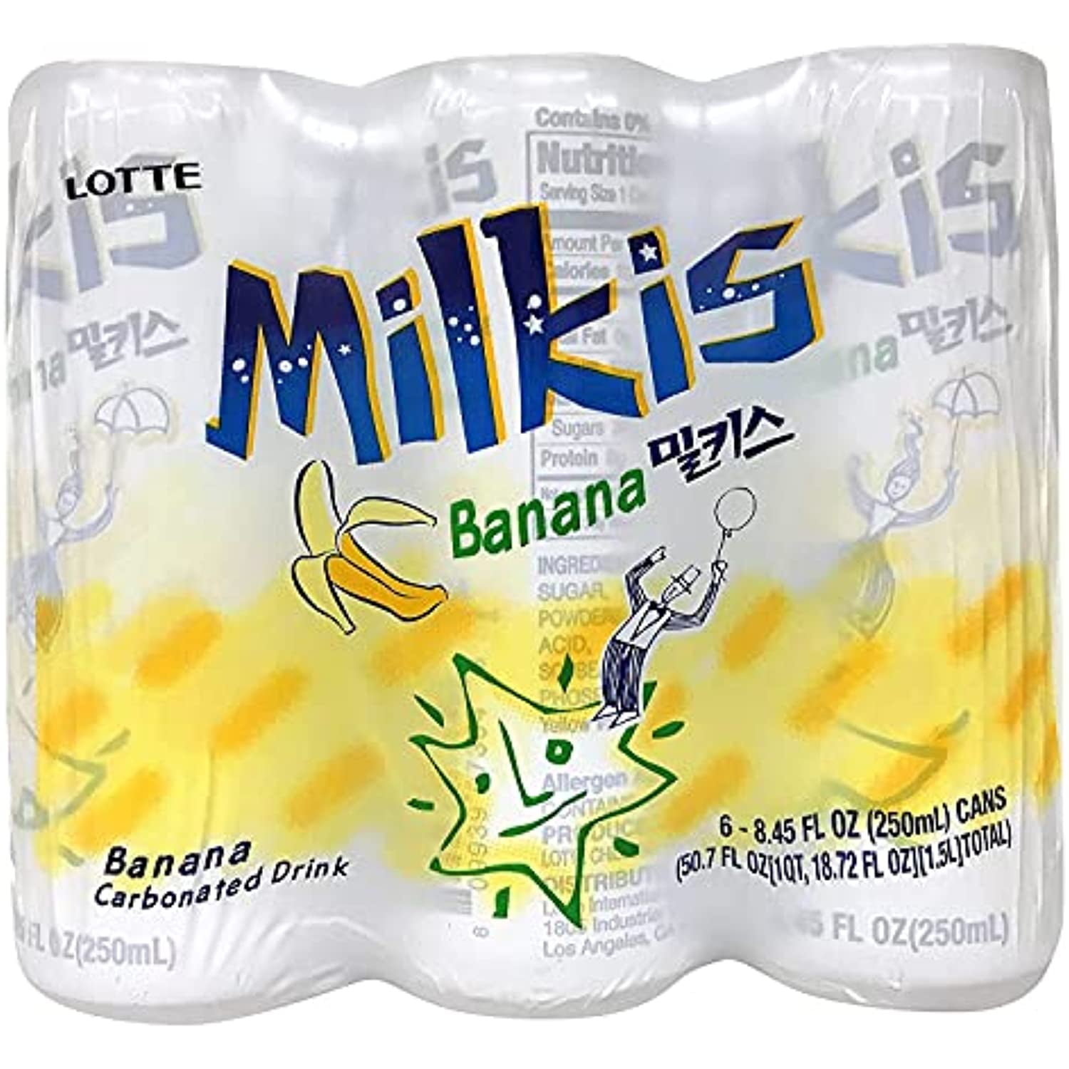 Lotte Banana Flavor Milkis Drink, 8.45 Fluid Ounces, 6 Pack - Walmart.com