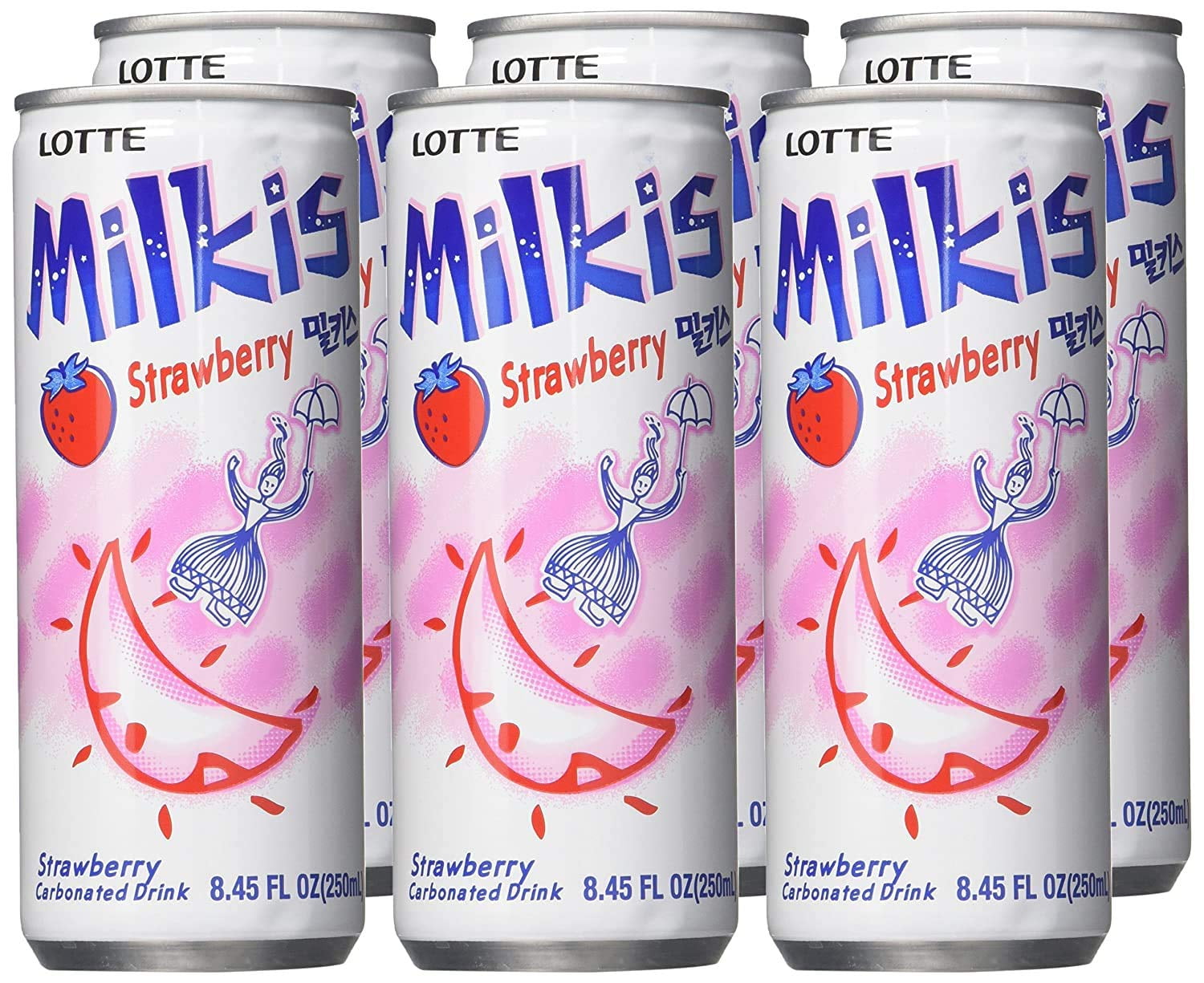 Lotte Milkis Soft Soda Variety Pack, Strawberry Flavor, Pack of 6 ...
