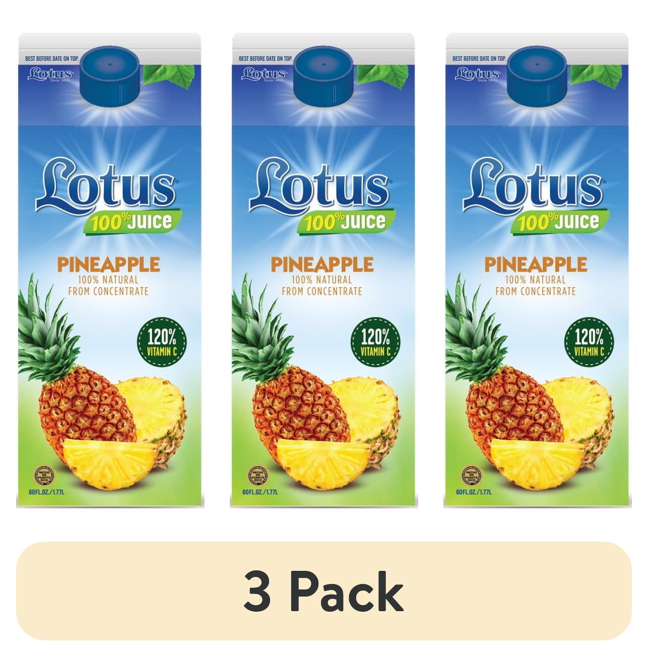 (3 pack) Lotus 100% Natural Jugo de Pina- Pineapple Juice, Lotus ...