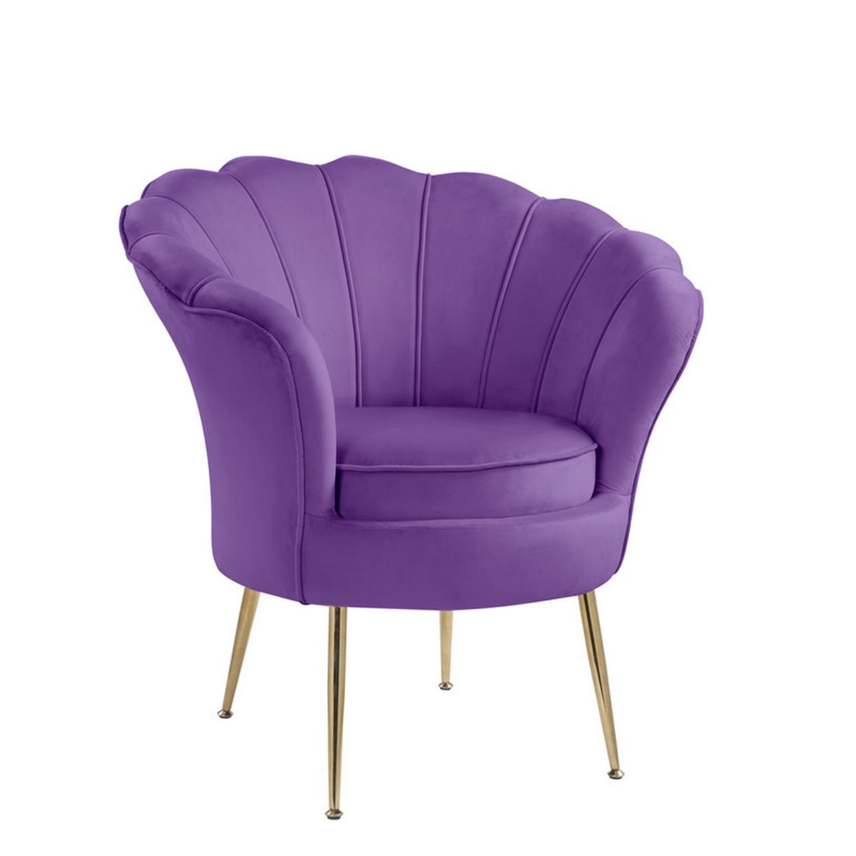 Lotus 34 Inch Modern Barrel Accent Chair with Scalloped Back, Purple ...