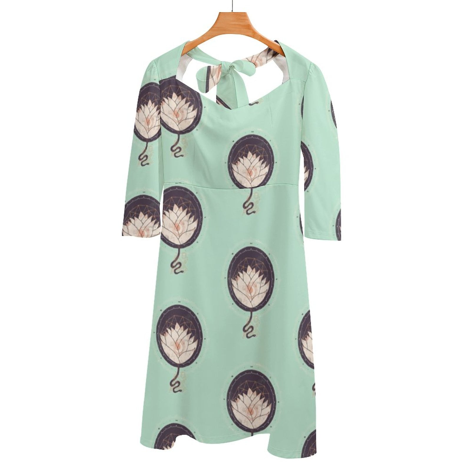 Lotus Back Lacing Backless Dress Square Neck Dress Evening Party ...