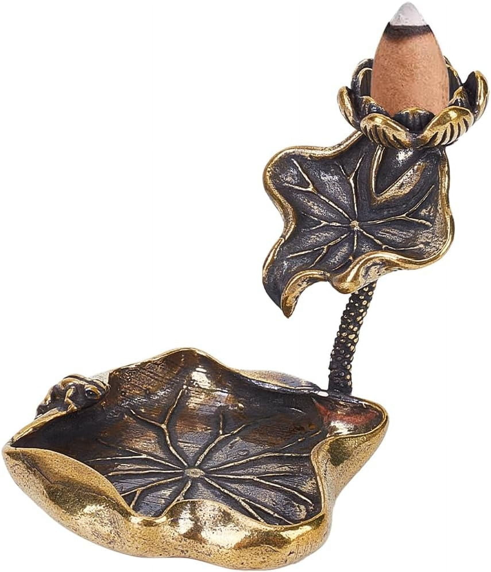 Lotus Backflow Incense Holder Antique Bronze Frog Waterfall Incense ...