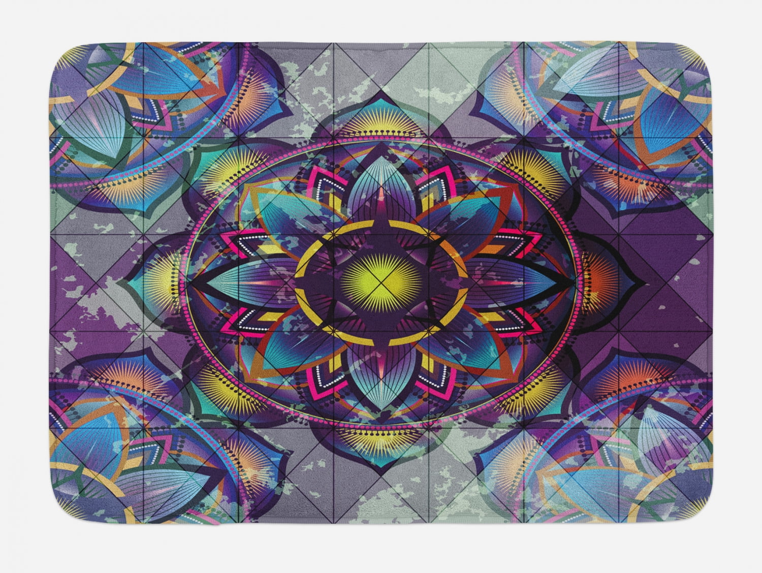 Lotus Bath Mat, Psychedelic Surreal Sacred Geometry Mandala Background ...