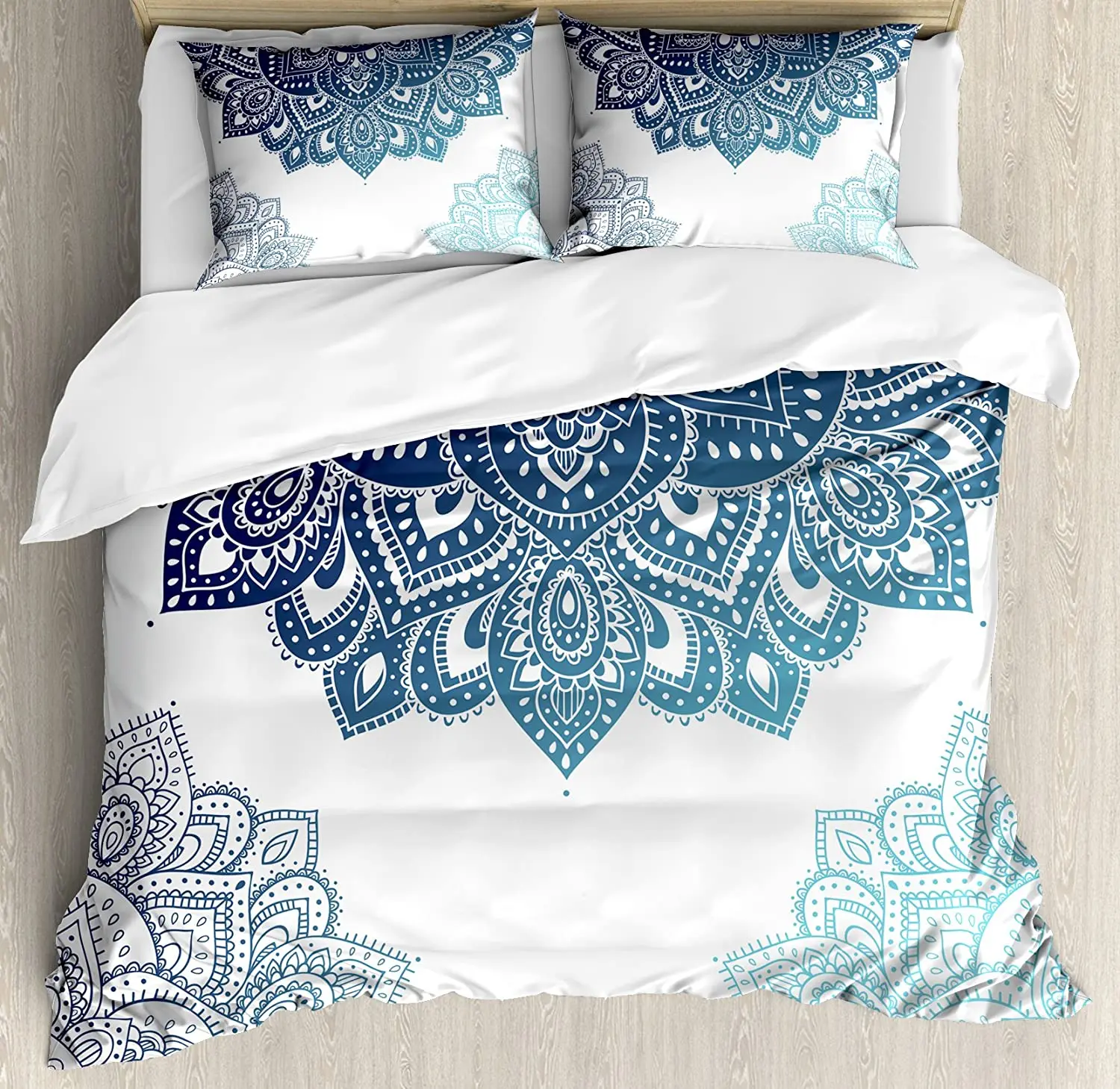 Lotus Bedding Set For Bedroom Bed Home Sacred Geometry Yantra Mandala with Triangle Figur Duvet ...