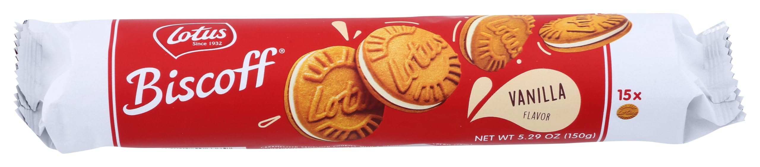 Lotus Biscoff Sandwich Cookies, DMF15 Vanilla Cream, 15 Cookies per ...