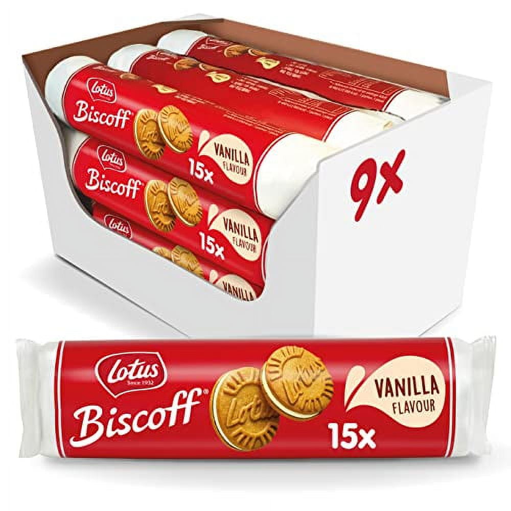 Lotus Biscoff Sandwich Cookies, Vanilla Cream, 15 Cookies per pack, 5. ...
