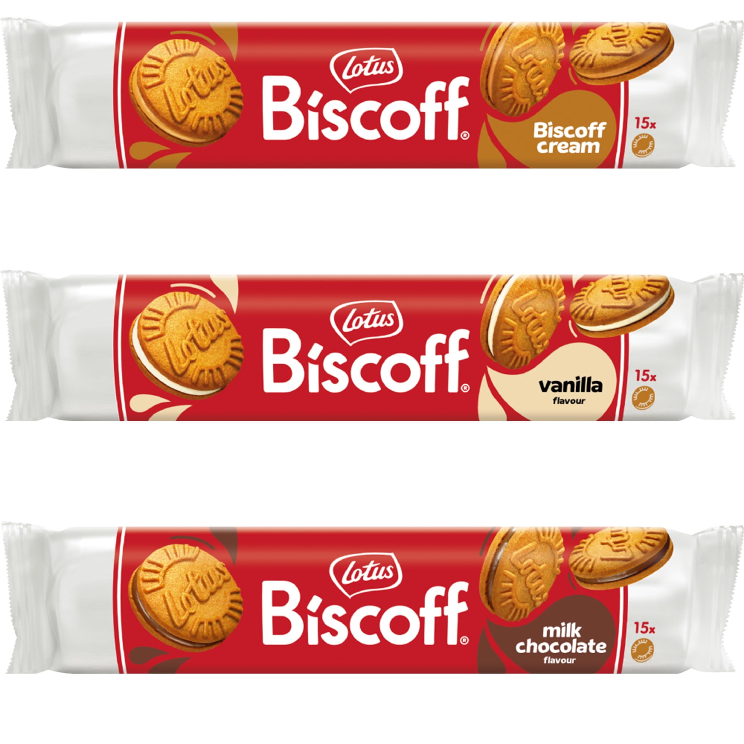 Lotus Biscoff Sandwich Cookies Variety of 3 flavors, Vanilla, Chocolate ...