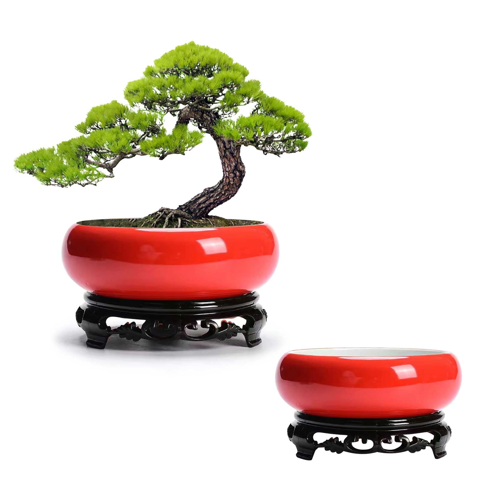 Lotus Bowl Planter, Ceramic Bonsai Bowl Planters with Retro Stand, Leak ...