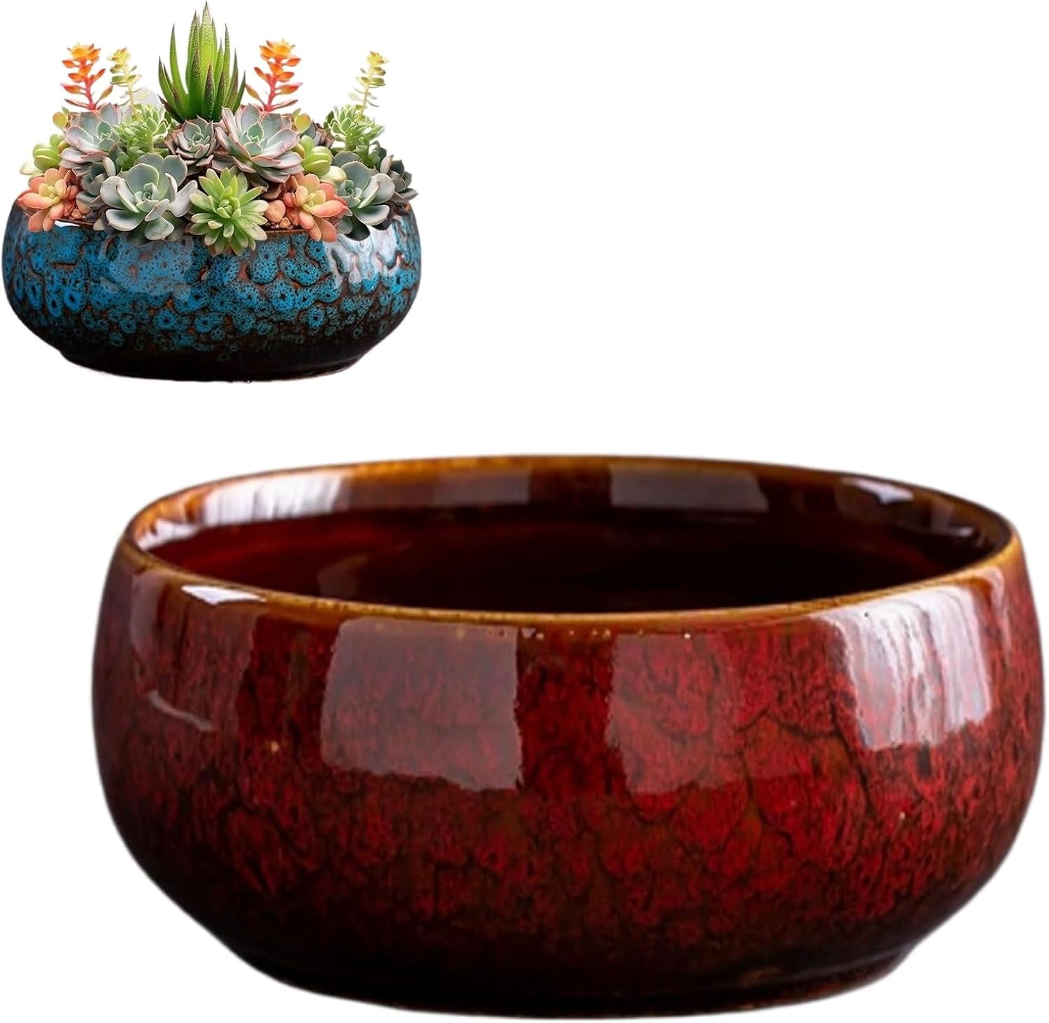 Lotus Bowl Planter，Ceramic Lotus Bowls for Planting Lotus Flower，Retro ...