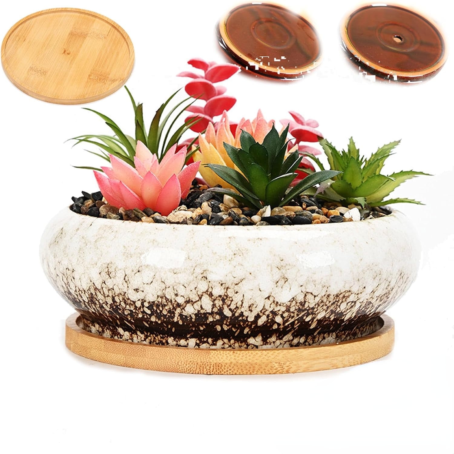 Lotus Bowl Planter, Retro Ceramic Lotus Flower Planter, Large Caliber ...