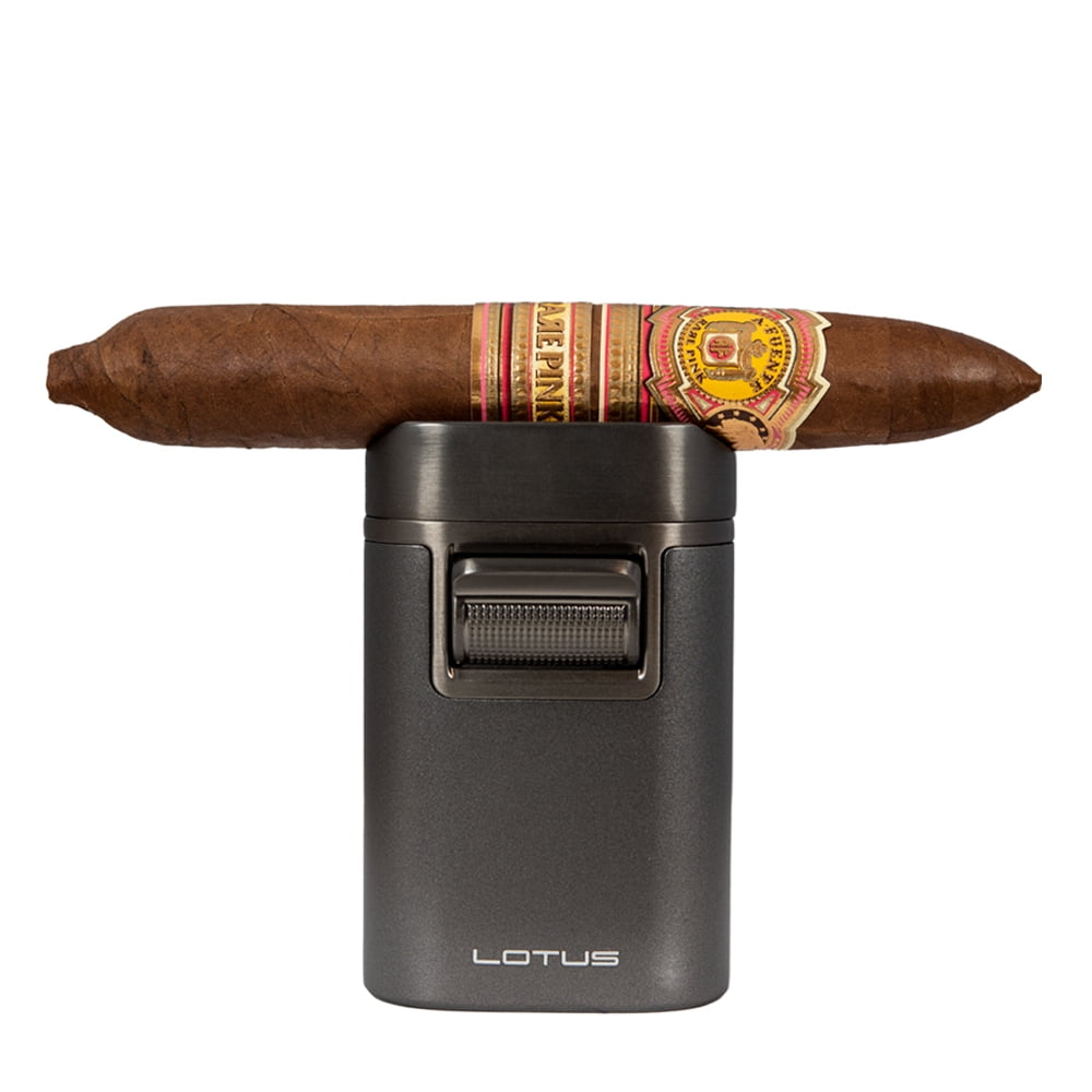 Mike's Cigars Lotus Brawn T7 Quad Torch Lighter, Gunmetal, Durable ...