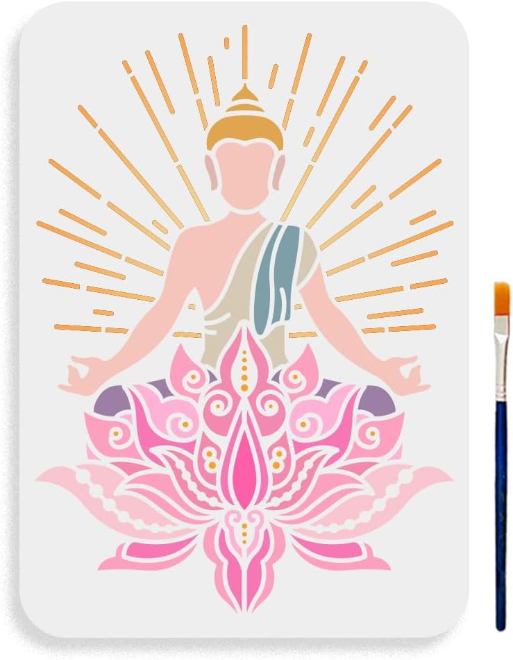 Lotus Buddha Stencil 11.7×8.3inch Sacred Mandala Buddha Stencil ...