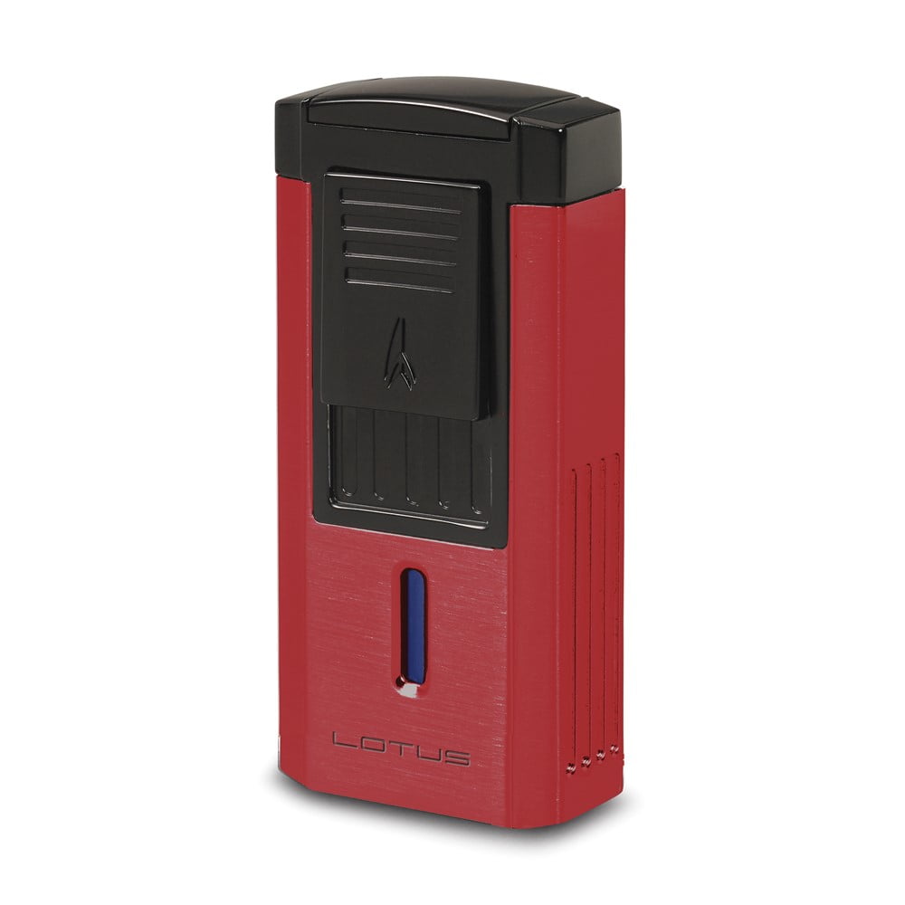 Lotus Duke-V Triple Flame Anodized Red and Polished Black Lighter with ...