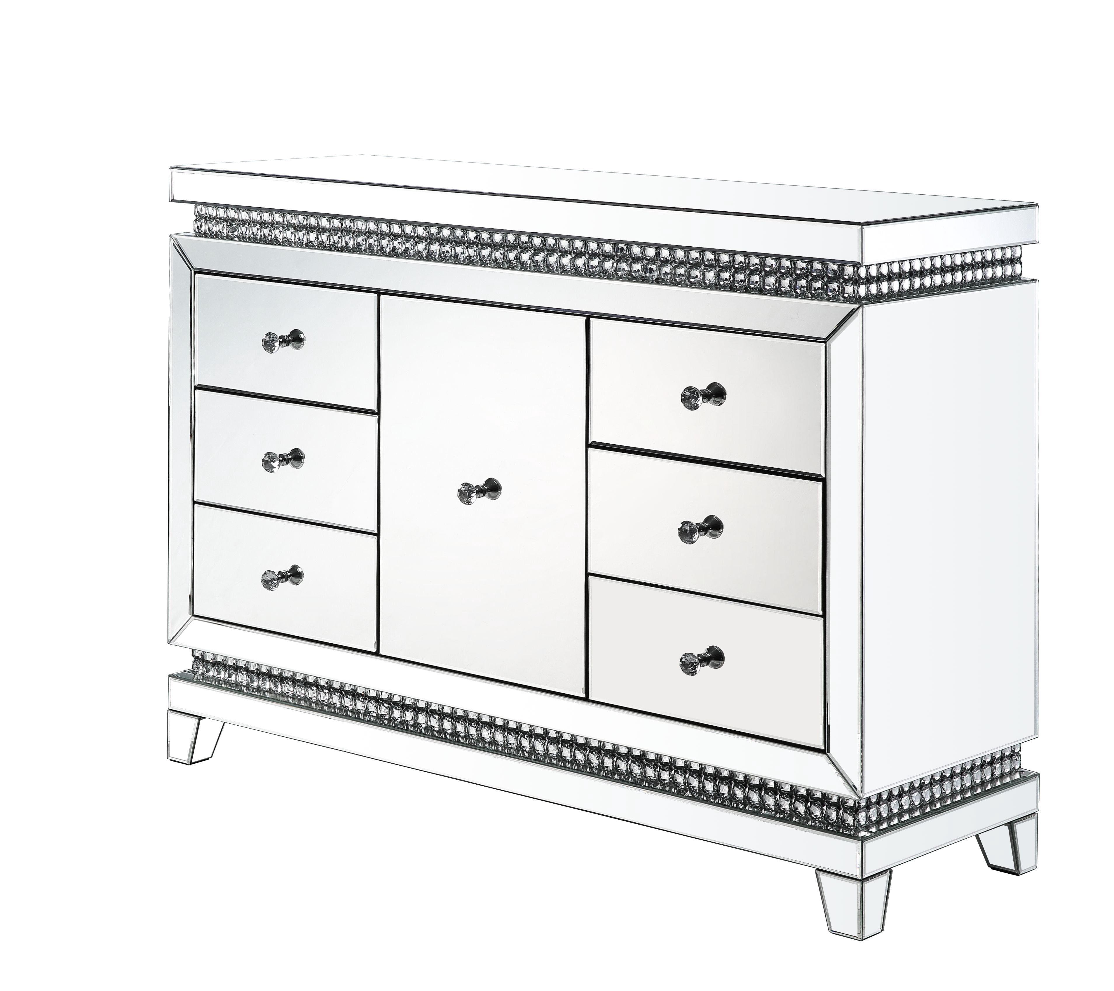 Lotus Console Table in Mirrored & Faux Crystals Inlay - Walmart.com