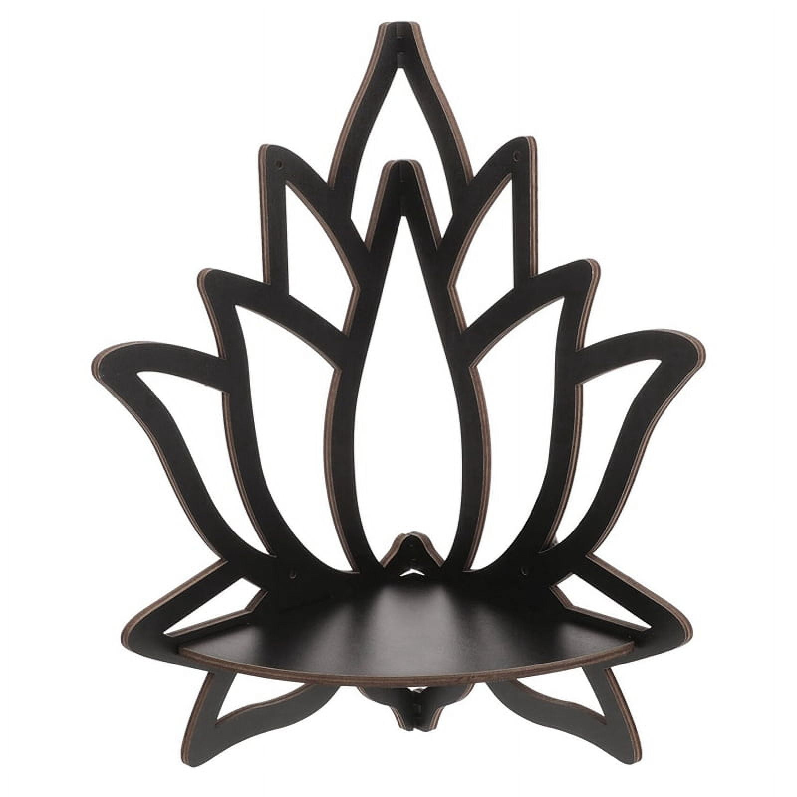 Lotus Corner Shelf Wooden Wall Mount Floating Decorative Flower Plant ...