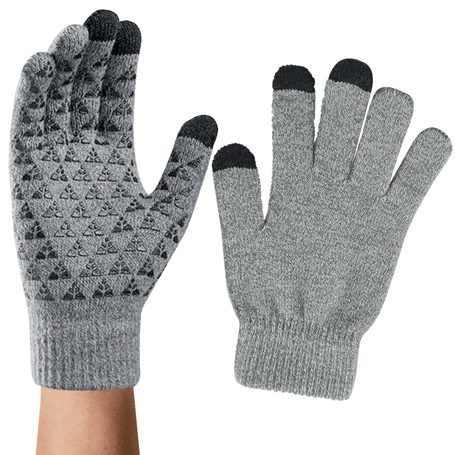 Lotus Cozy Thermal Soft Finger Point Dot Anti Slip Gloves Gray Color ...