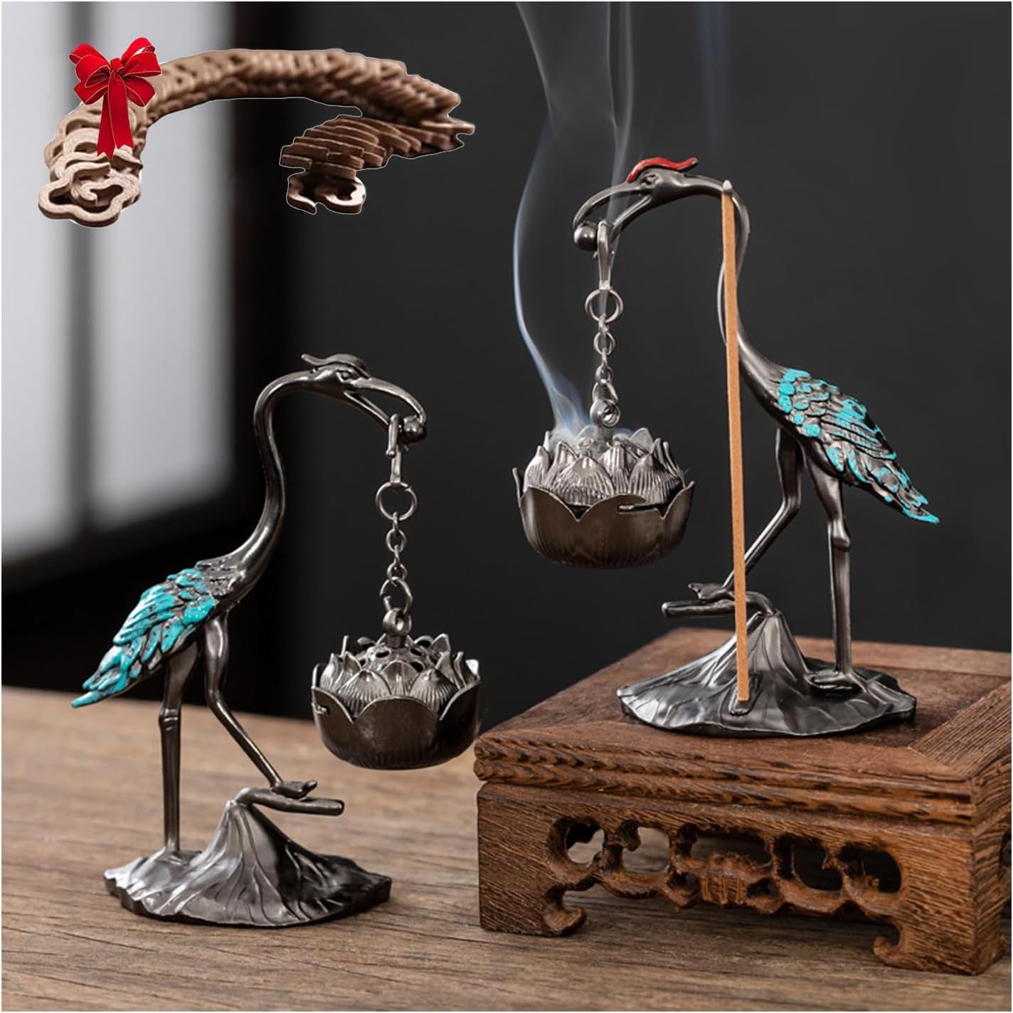 Lotus Crane Ornaments & Aromatherapy Diffuser, Small Aromatherapy ...