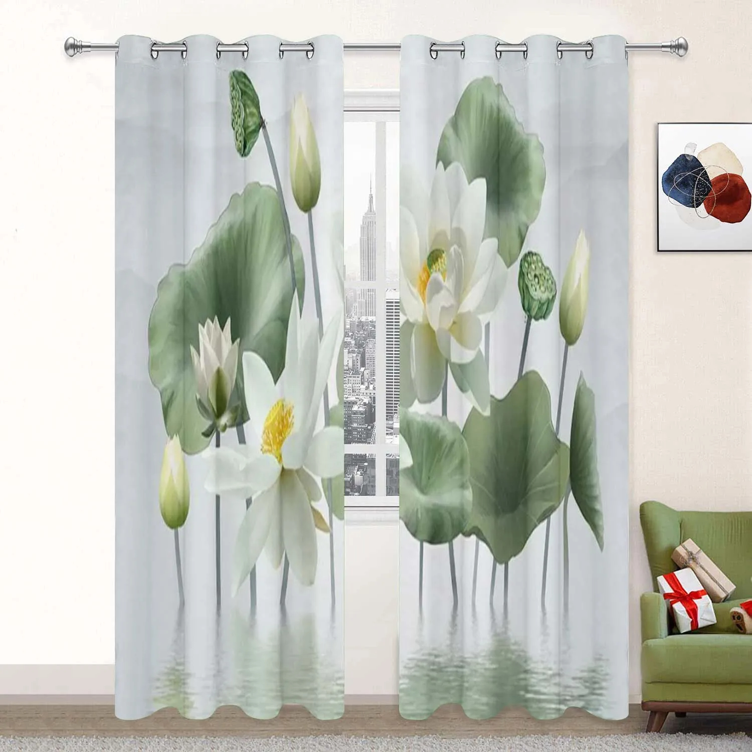 Lotus Curtains for Living Room Landscpe Thick Window Curtain for The ...