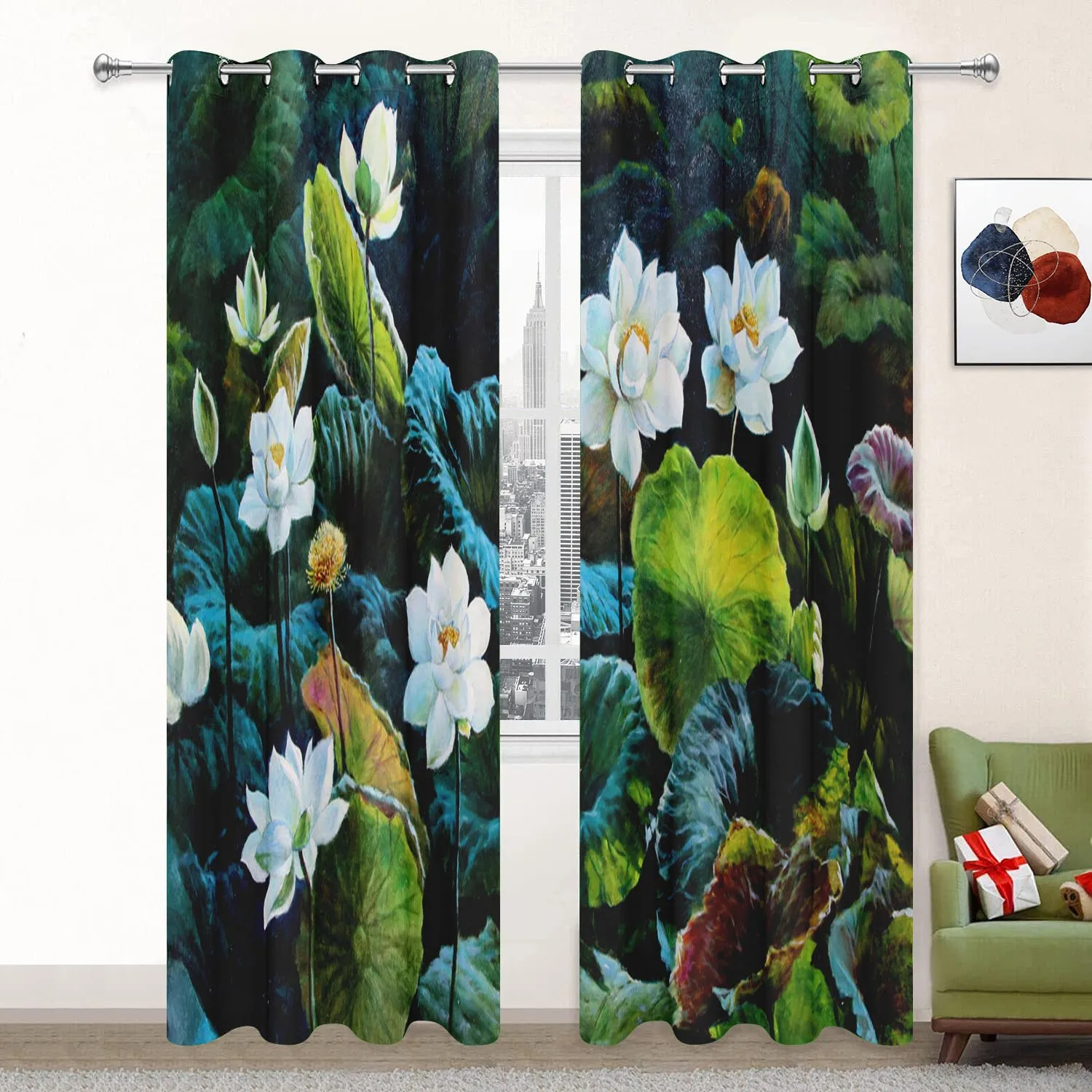 Lotus Curtains for Living Room Landscpe Thick Window Curtain for The ...