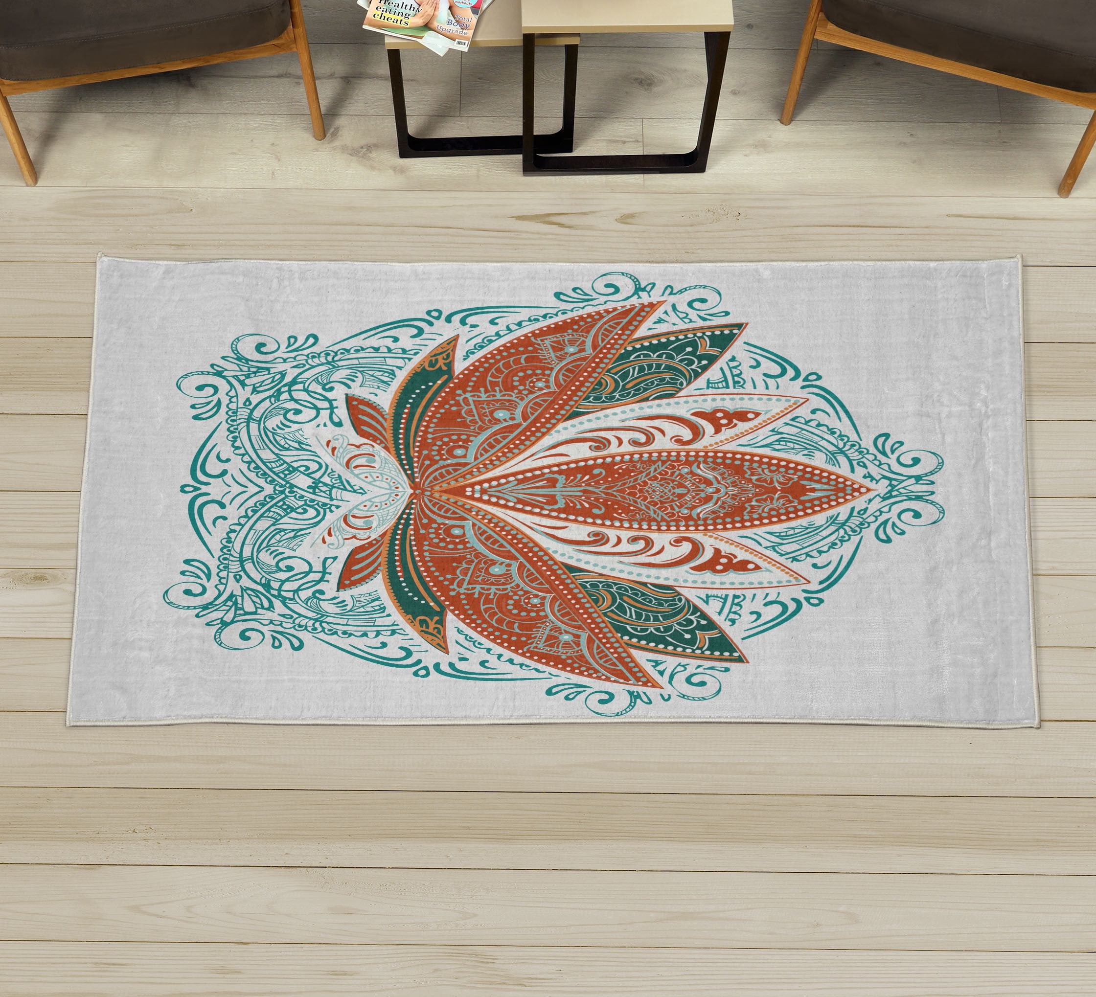 Lotus Decorative Rug, Flower Bloom Ornaments Exotic Petals Oriental ...