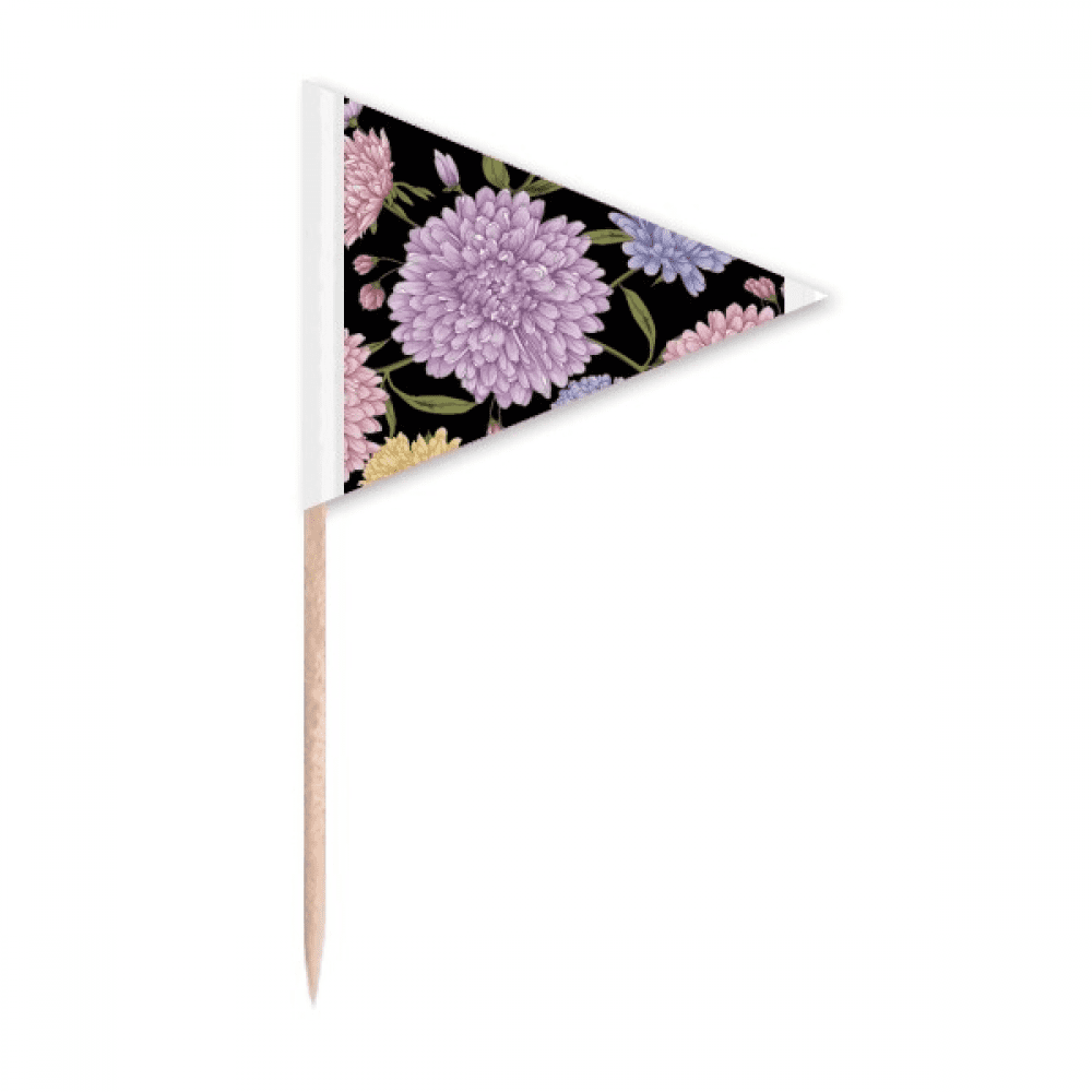 Lotus Drawing Art Flower Toothpick Triangle Cupcake Toppers Flag ...