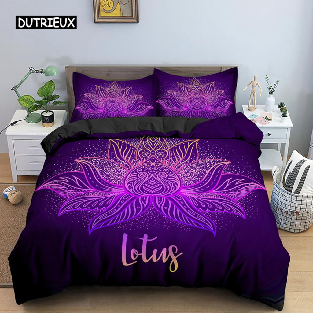 Lotus Duvet Cover Set Mandala Lotus Pattern Twin Bedding Set Exotic ...