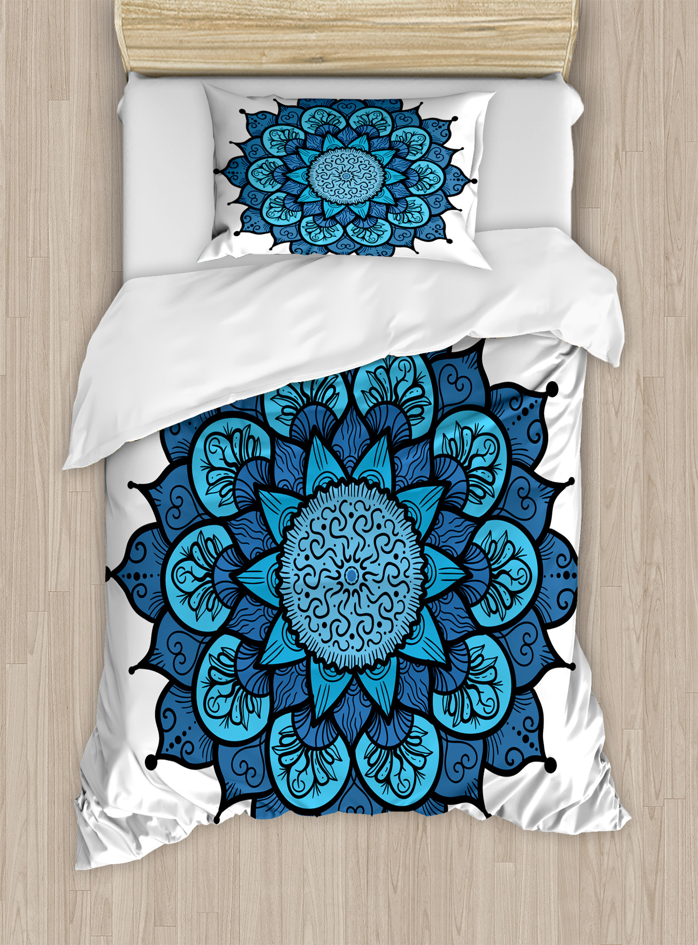 Lotus Duvet Cover Set, Style Traditional Magic Vintage Leaves Symbolic ...